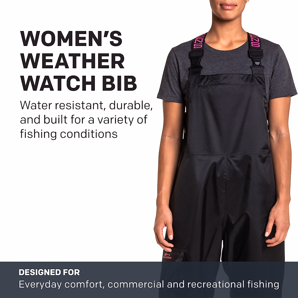 Grundéns Women's Weather Watch Bib | Updated | Waterproof, Stain-Resistant, Black, Medium