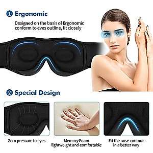Sleep Headphones Wireless Sleep Mask - YRITOS Sleep Mask with Wireless Headphones, Washable Sleep Mask Headphones with Adjustable Ultra Thin Stereo Speakers Microphone Hands Free for Travel