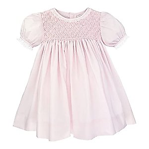 Petit Ami Baby Girls' Fully Smocked Dress with Lace Trim, 9 Months, Pink