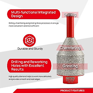 DT-DIATOOL Diamond Core Bit Milling Bit Chamfer Bit Integrated for Tile Grinder Enlarging Polishing Holes on Porcelain Ceramic Granite Marble Countertop Diameter 10-35mm, 5/8 inch-11 Thread, 2-Pack