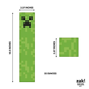 zak! Square Water Bottle, Minecraft Creeper - 22 oz - Durable, BPA-Free Plastic - Dishwasher Safe