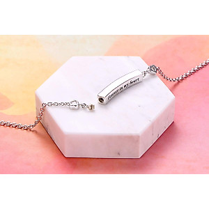 DAOCHONG Sterling Silver Forever in My Heart CZ Cremation urn Locket Memorial Ashes Holder Bangle Urn Keepsake Bracelet 7+2"