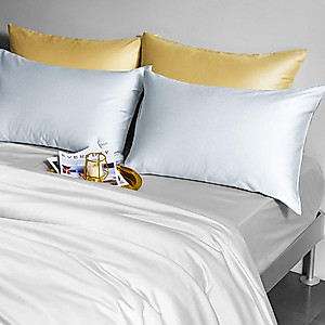 FLXXIE 2 Pack Zipped Satin Standard Pillowcases for Hair and Skin, Silky and Super Soft (20"x26") Zippered Satin Pillow Cases, Red, 20x26 Inches