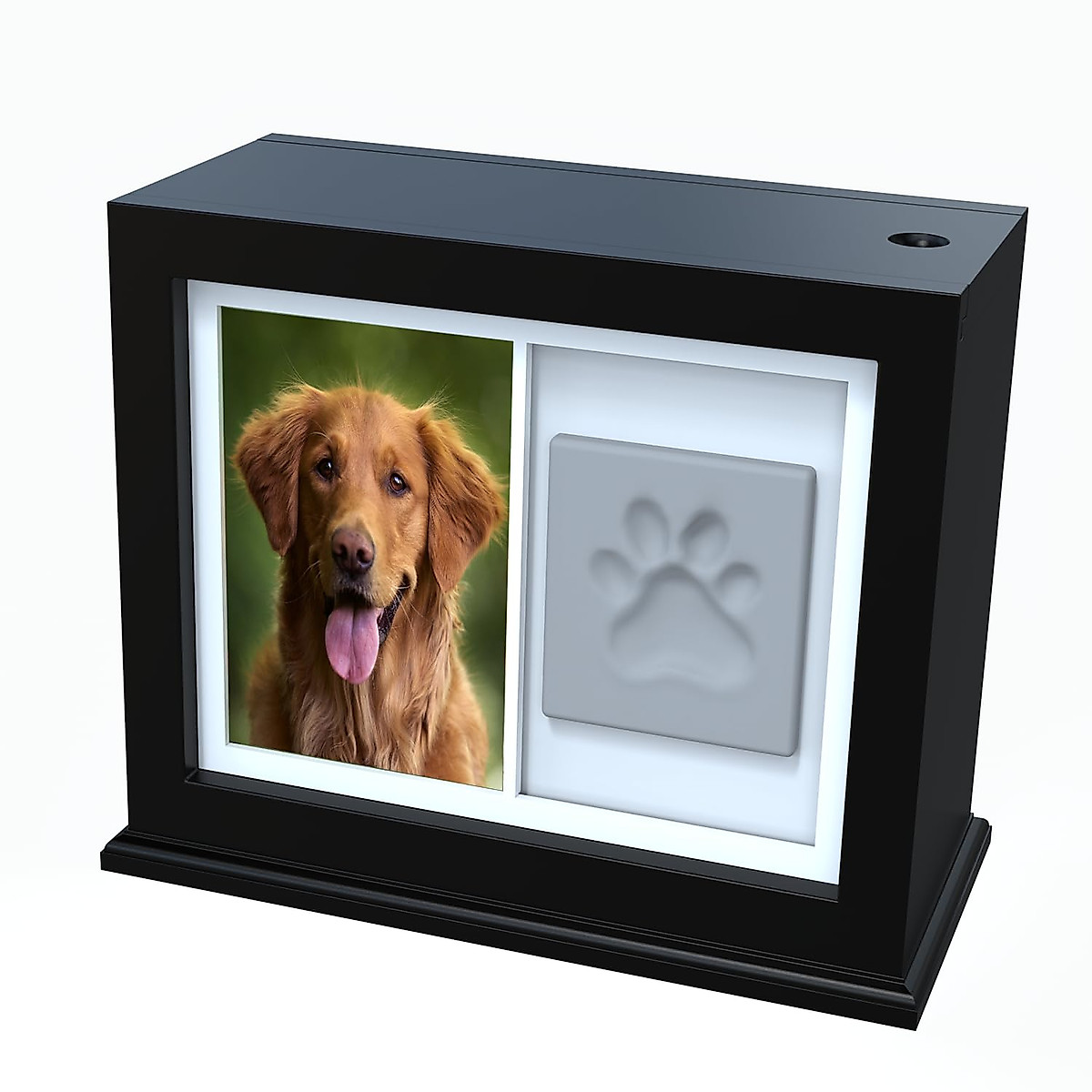 NIMBIO Dog Urns for Ashes, Pet Urn, Cat Pet Urn with Photo Frame and Paw Print Kit Sturdy Space 11.6 x 5.9 x 9.8 in | Premium Pine Wood Pet Urns | Two Bags for Ashes + Plaque for ID