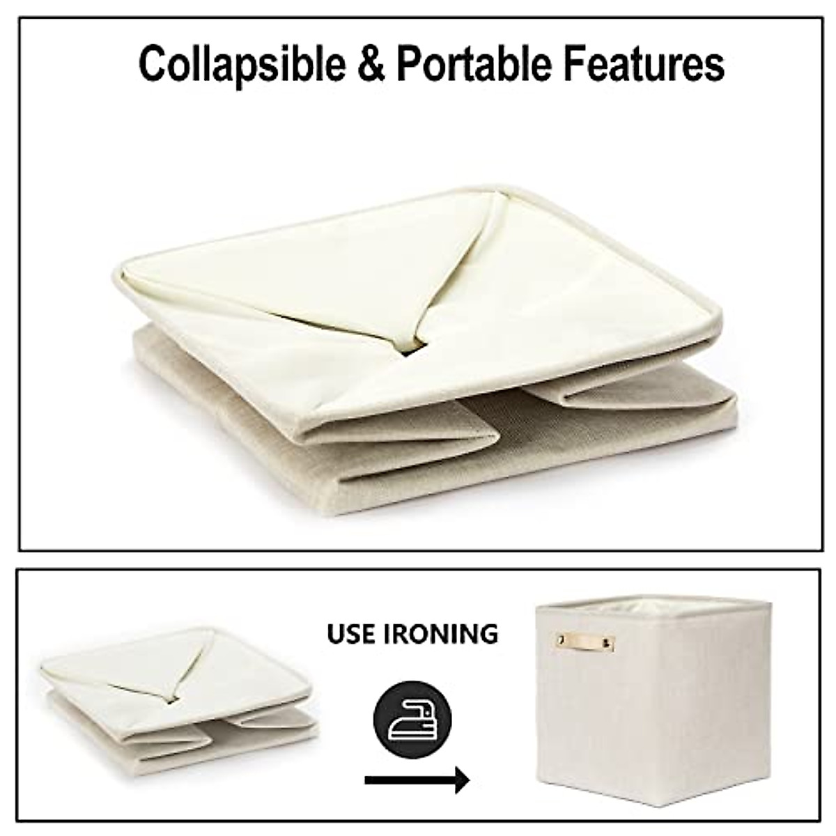 Bidtakay Fabric Storage Cubes Baskets Large 13x13 Set of 4 Soft Storage Bins for Shelves Clothes Toy Storage Collapsible Baskets for Linen Closet Organization Cube Bins for Nursery Home (Light Beige)