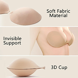 Albrta Sticky Bra, 2 Pairs Adhesive Bra, 2023 Upgrade Sticky Bras for Women Push Up, Invisible Sticky Boobs, Backless Strapless Bras for Women with Nipple Covers C
