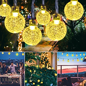 TYNLED Crystal Globe String Lights Outdoor, 60LED 36Ft Waterproof Solar String Fairy Lights Globe Crystal Balls Lighting for Home Garden Yard Patio Christmas Decoration