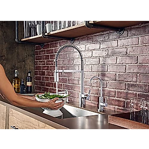 Moen Align Chrome One-Handle Pre-Rinse Spring Pulldown Kitchen Faucet with Pull Down Sprayer and Power Boost, Single Hole Kitchen Sink Faucet, 5923