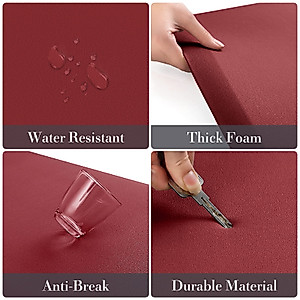 HappyTrends Kitchen Mat,17.3"x28"+17.3"x60" Red, Cushioned Comfort Anti-Fatigue Waterproof Floor Mat Kitchen Rugs, Thick Perfect Ergonomic Foam Standing mat for Kitchen, Home, Office, Laundry