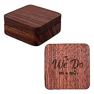 Wooden Ring Box, Ring Bearer Box, Retro Ringbearer Box, Jewelry Storage Holder, Wedding Ring Holder Gift for Wedding Ceremony Proposal for Wedding Engagement, Style1 ( Color : Engraving: We Do )