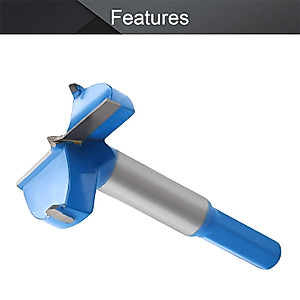 Utoolmart Forstner Drill Bits, 1.65"/42mm Cemented Carbide Wood Cutter Tool, Hex Shank Woodworking Hole Saw Cutter, 80mm Length Woodworking Hole Boring Bit, Blue, 1 Pcs