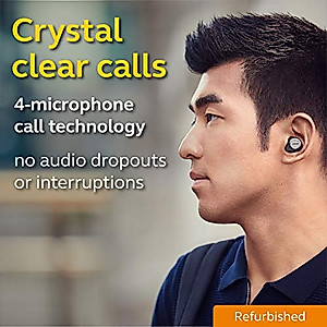 Jabra Elite 75t Titanium Black Voice Assistant Enabled True Wireless Earbuds with Charging Case (Renewed)