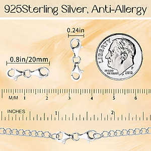 Qulltk Lobster Clasp 925 Sterling Silver Double Lobster Claw Clasps,Necklace Extender Suitable for Bracelet Necklace Clasps and Closures (Made in Italy)