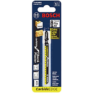 BOSCH T141HM1 1-Piece 4 In. 6 TPI Carbide-Tipped Special for Fiber and Plaster T-Shank Jig Saw Blades