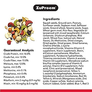 ZuPreem Sensible Seed Bird Food for Large Birds, 2 lb Bag - Premium Blend of Seeds and FruitBlend Pellets for Amazons, Macaws, Cockatoos
