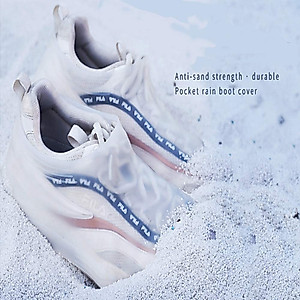 Springen Silicone Waterproof Boots and Shoe Covers,Rain Shoes Boots Covers, Reusable Non Slip Rain Snow Overshoe Foldable Galoshes-1 Pair(2 PCS) (Clear White) (Large)