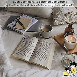 Personalized Hand Embroidered Corner Bookmark，Hand Stitched Felt Corner Bookmark,Cute Flower Letter Embroidery Bookmarks for Book Reading Lovers Meaningful Gift（4 PCS）