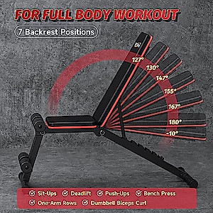 STBO Adjustable Weight Bench,Foldable Workout Bench Incline Decline Sit Up Bench with Resistance Band,Exercise Workout Bench for Home Gym