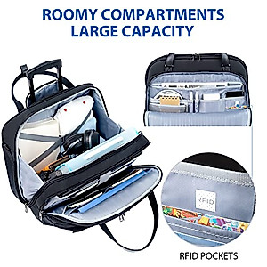 VANKEAN Rolling Laptop Bag Women with Wheels, 15.6 Inch Rolling Briefcase for Women, Water Repellent Overnight Rolling Computer Bag with RFID Pockets for Travel Business Work, Black