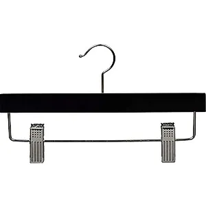 Kids Black Finish Bottom Hanger with Clips in 11" Length X 5/8" Thick with Chrome Hardware, Box of 25