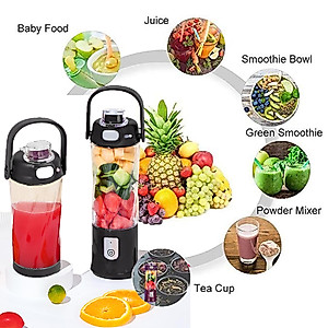 Portable blender 20oz 580ml,Personal blenders for smoothies and crush ice,270W Powerful Portable Mini Blender Cup with Travel Lid and USB Rechargeable for Offic e, Gym, Kitchen (Black)