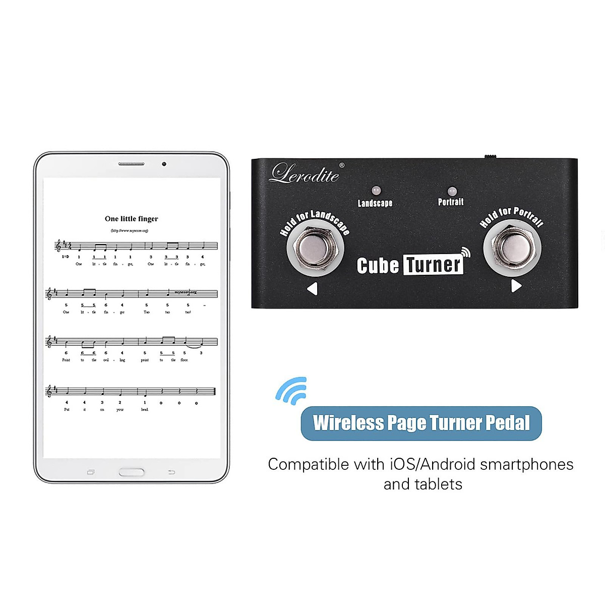 Lerodite Page Pedal Turner, External Pedal Controller,Music Score Control the Turning Function Page Up Page Down for Guitar Effect Pedal,Tablet,Mobile Phone