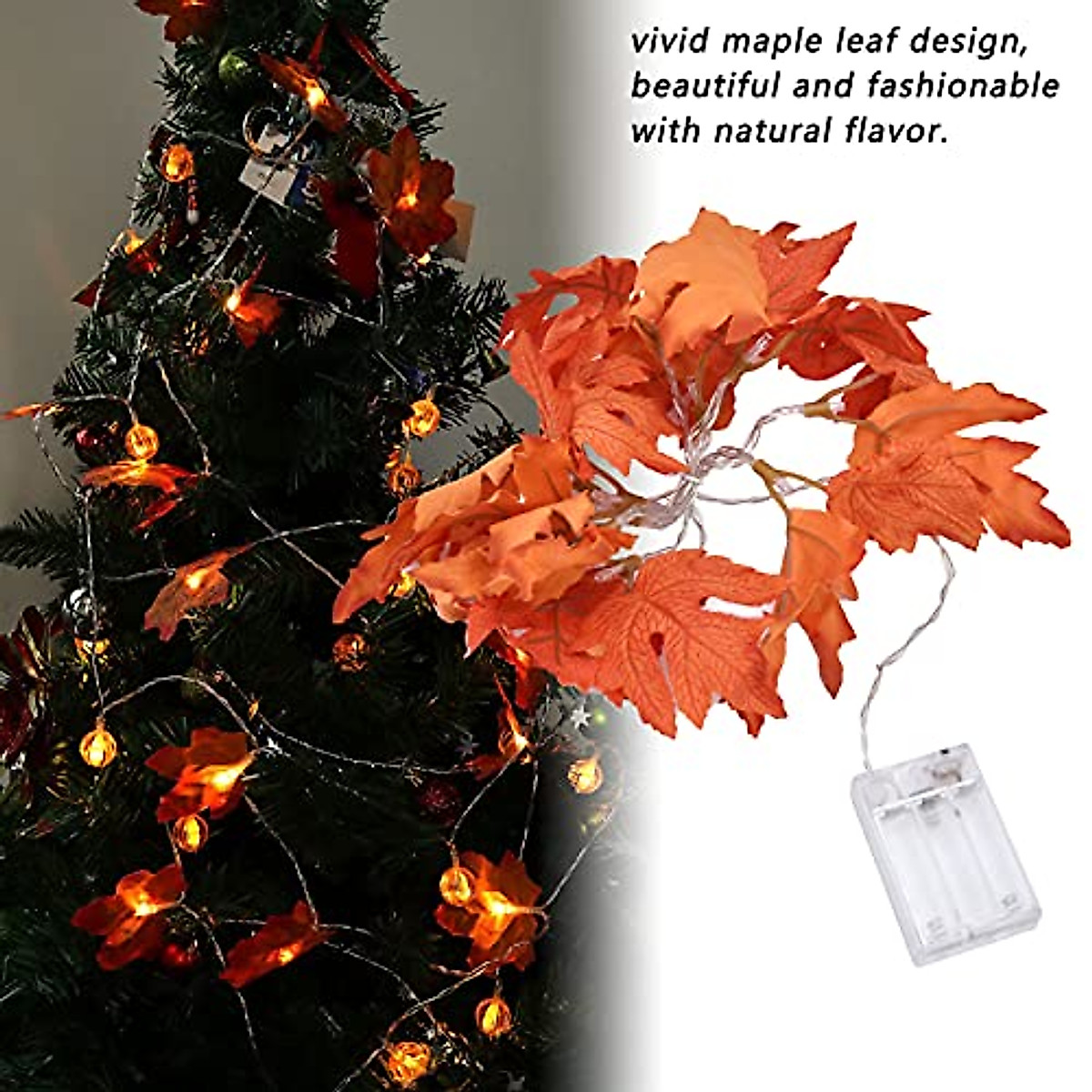 CUTULAMO String Light, Decorative Maple Leaves String Light Vivid Beautiful for Homes Gardens Courtyards Halloween Decoration