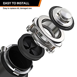 BOTEMY 3-1/8 Inch Garbage Disposal Splash Guards with Stainless Steel Brushed Kitchen Sink Stopper Drain Plug Set Food Waste Disposer Replacement Accessories for Waste King, Whirlaway, GE Disposer