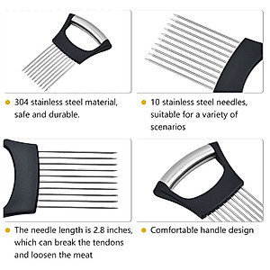 ZOCONE 3 PCS Stainless Steel Finger Guard Onion Holder for Slicing Set, Kitchen Safe Steel Slicing Tool for Hands, Finger Protector Knife Guard for Chopping, Cutting