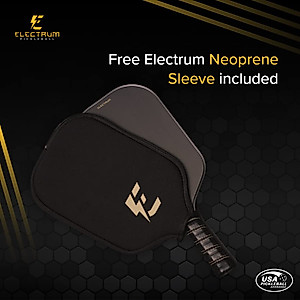 Electrum Model E 13mm Pickleball Paddle USAPA Approved | Carbon Fiber Surface | Polypropylene Honeycomb Core | Paddle for Spin and Power