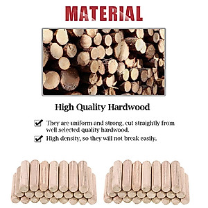 Hilitchi 900Pcs 6mm 8mm 10mm L Fluted Wood Dowel Pins & 1/4” 5/16” 3/8" L Fluted Wood Dowel Pins