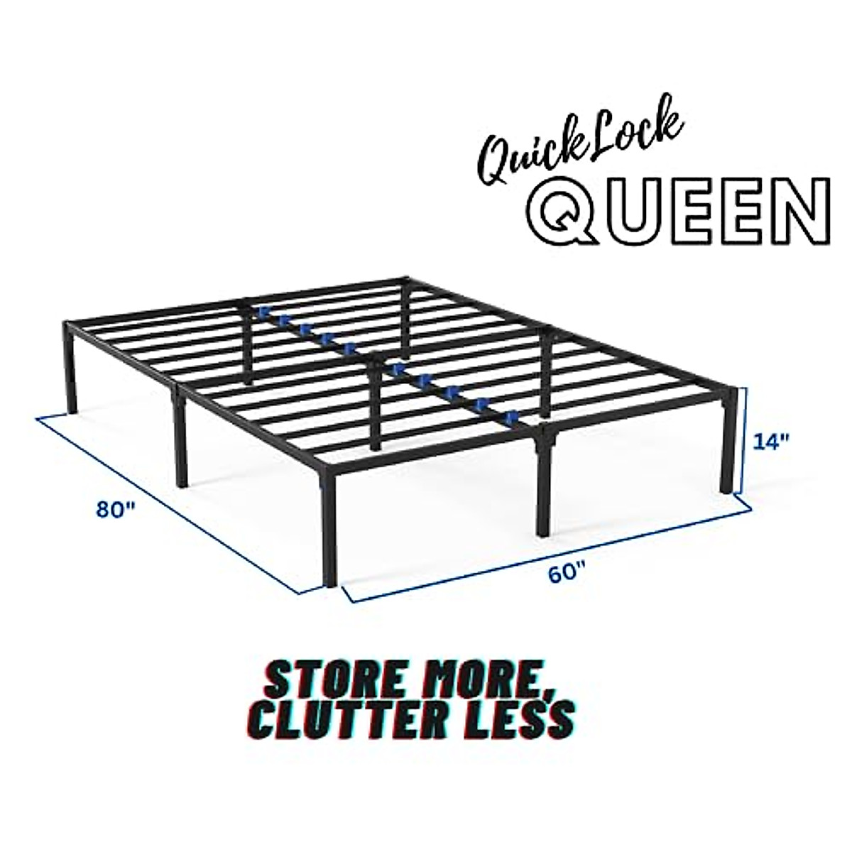 UrbanLab QuickLock Metal Platform Queen Bed Frame | Quiet & Sturdy | No Box Spring Needed | 14 inch Mattress Foundation Metal Bed Frame Queen Size | 3500 LB Limit Queen Platform Bed Frame