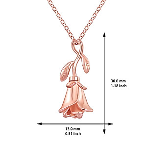 ACJFA 925 Sterling Silver Rose Flower Urn Necklace Cremation Jewelry 14K Rose Gold Plated Keepsake Ashes Memorial Pendant Necklace for Women Gift