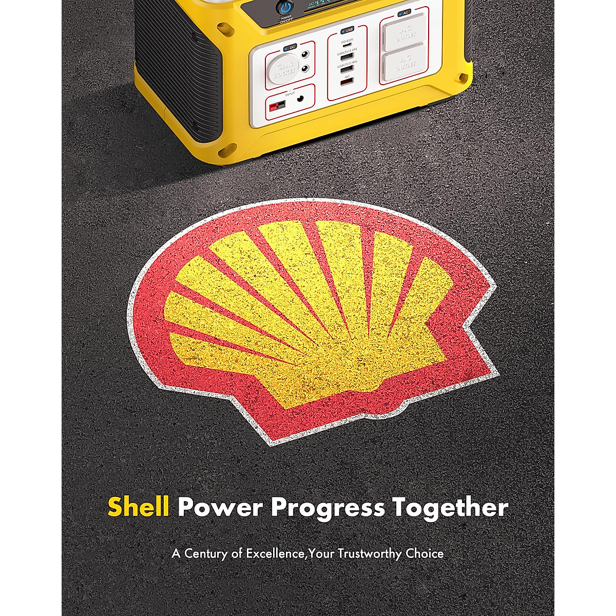 Shell 500W Portable Power Station, 583Wh Solar Generator with 10-Port,LED Light, Emergency Triangle, Portable Power Supply for Outdoor Camping/Home Use/Emergency