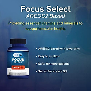 Focus Select® AREDS2 Based Eye Vitamin-Mineral Supplement - AREDS2 Based Supplement for Eyes (60 ct. 30 Day Supply) - AREDS2 Based Low Zinc Formula - Eye Vision Supplement and Vitamin