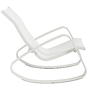 Modway Traveler Outdoor Patio Aluminum Mesh Rocking Sling Gliders, Two Lounge Chairs, White