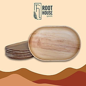 Root House Goods - Palm Leaf Trays 17"x12" Large (12 pk) | Disposable Serving Trays | Eco-Friendly | Compostable Platters for Weddings, Catering Events, Charcuterie, Grazing, Cheese Boards