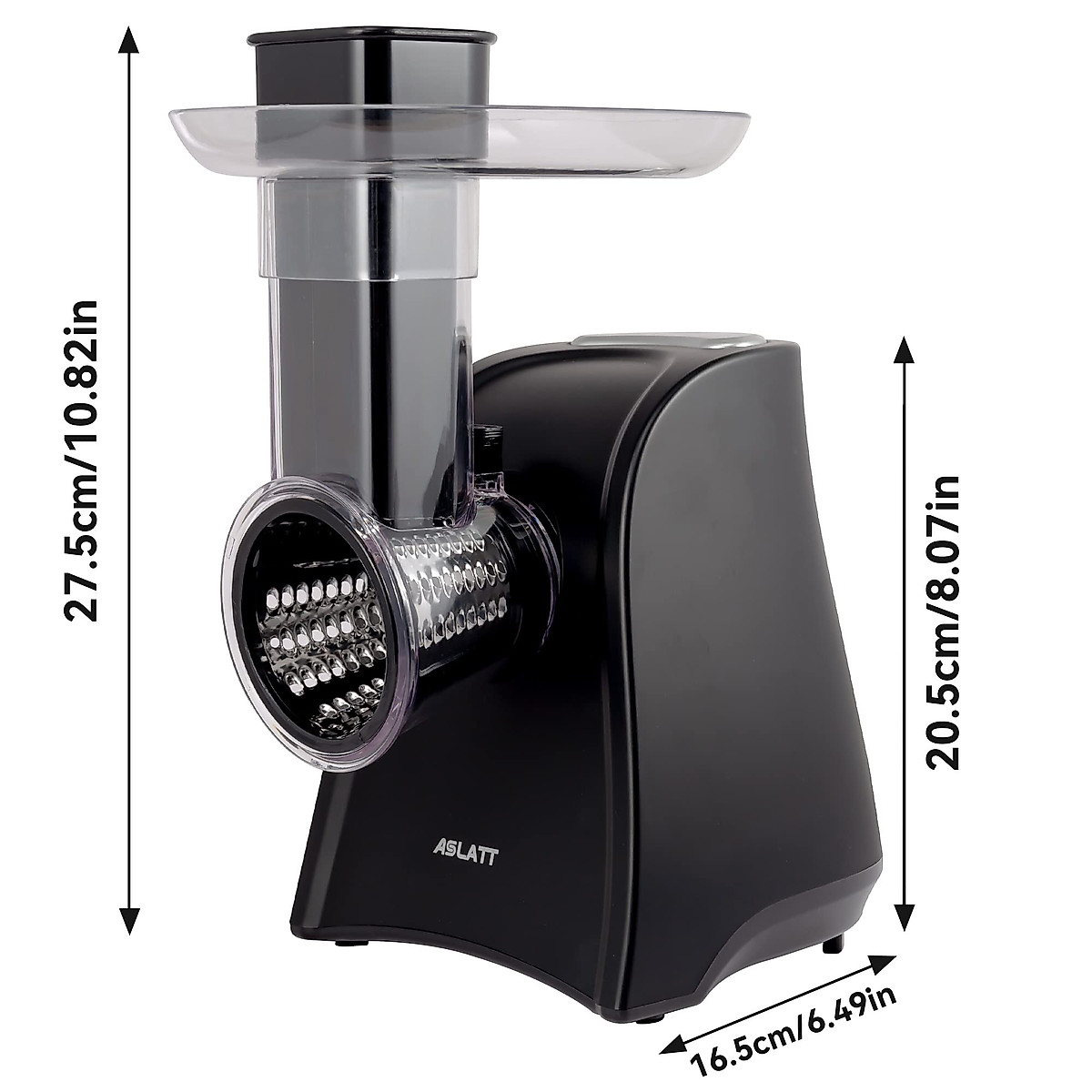 ASLATT Electric Slicer, Electric Cheese Grater for Home Kitchen Use, One-Touch Control Cheese Shredder, Salad Maker Machine for Fruits, Vegetables, Cheese Grater with 5 Attachments