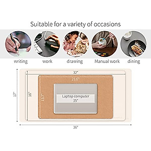 RENMTURE Dual-Sided Desk Pad,Natural Cork & PU Leather Large Mouse mats for Office and Home Work,Desk Protector Non-Slip (36"x17",Apricot+Cork)