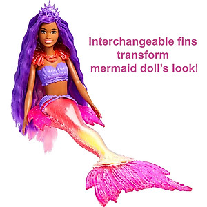 Barbie Mermaid Power Doll Set, Barbie "Brooklyn" Fashion Doll with Phoenix Pet & Accessories, Mermaid Toy with Interchangeable Fins