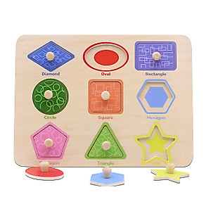 Aile Toddler Wooden Preschool Learning Shape Peg Puzzle Board Toys