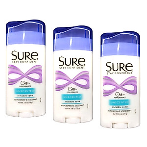 Sure Deodorant 2.6oz Invisible Solid Unscented (Pack of 3)