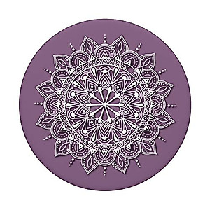 White Henna Mandala Floral Lace On Purple Phone Popper PopSockets Swappable PopGrip