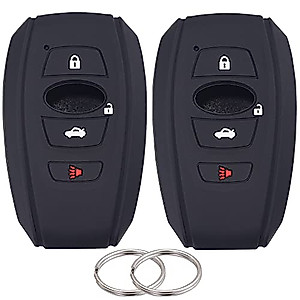 Lcyam Silicone Key Fob Cover for Subaru BRZ STI Legacy Forester Crosstrek Impreza WRX Ascent Outback, Car Accessory Key Protection Case 2Pcs (Black Black)
