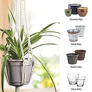 AOMGD 3 Pack Macrame Plant Hanger with 3 Hooks, Different Size Hanging Planters for Indoor Plants Holder,Large 46"/41"/34",Ivory