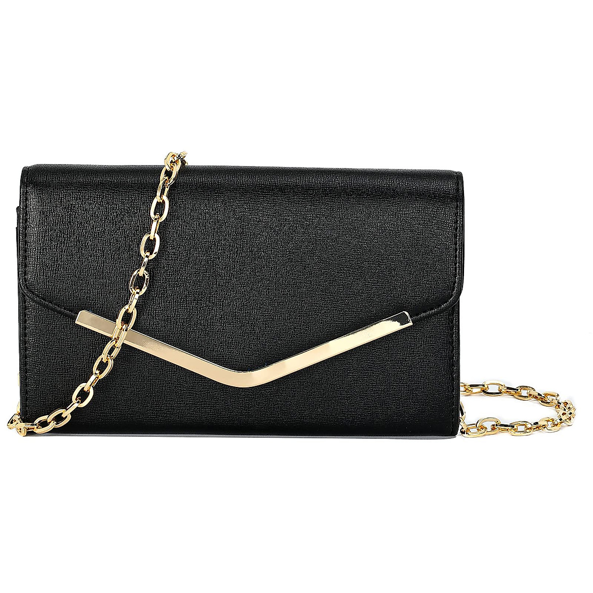 Autumnwell Clutch Purse Evening Bag for Women，Black Envelope Handbag With Detachable Chain for Wedding and Party