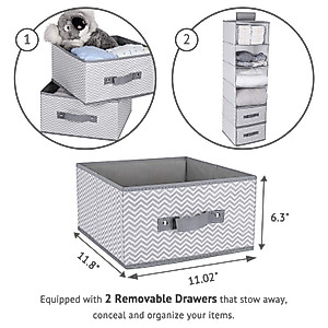 Minnebaby 42-Piece Nursery Organizer Storage Closet Set, Chevron Pattern, Grey