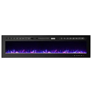 CharaVector Electric Fireplaces Recessed Wall Mounted Fireplace Insert 70 Inch Wide Heater LED Fire Place Remote Control & Touch Screen