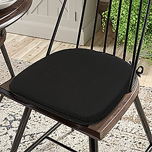 Magpie Fabrics Outdoor/Indoor 17"x16"x2" Chair Cushions with Ties Set of 4, Waterproof All Weather U-Shape Seat Pads Decoration for Patio Garden Furniture Home Office (Black)