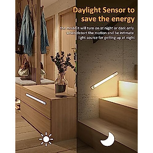 DUSKTEC Motion Sensor Light Indoor Under Cabinet Lighting Wireless 3 Color Dimmable Rechargeable Detachable Battery Operated Magnetic Closet Lights for Kitchen Counter Wardrobe Stairway